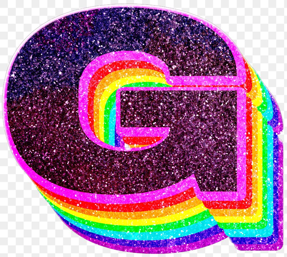 G letter layered rainbow glitter | Free PNG Sticker - rawpixel