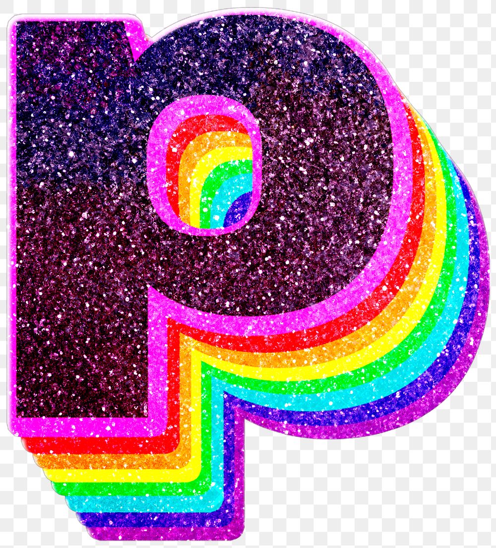 P letter layered rainbow glitter | Free PNG Sticker - rawpixel