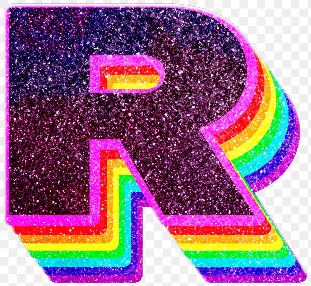 R letter layered rainbow glitter | Free PNG Sticker - rawpixel