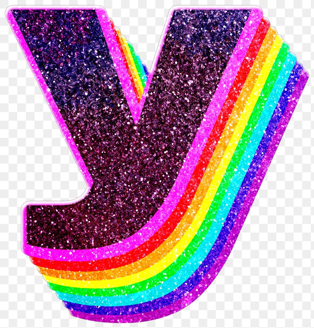 Y letter layered rainbow glitter | Free PNG Sticker - rawpixel