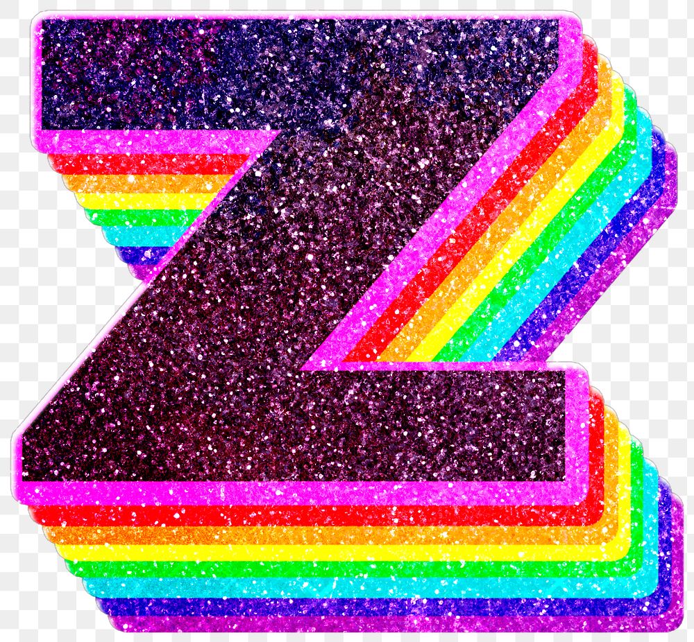 Z letter layered rainbow glitter | Free PNG Sticker - rawpixel