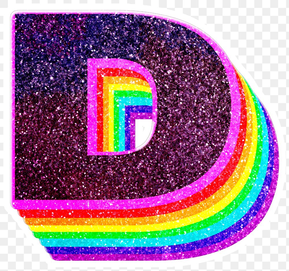 D letter layered rainbow glitter | Free PNG Sticker - rawpixel