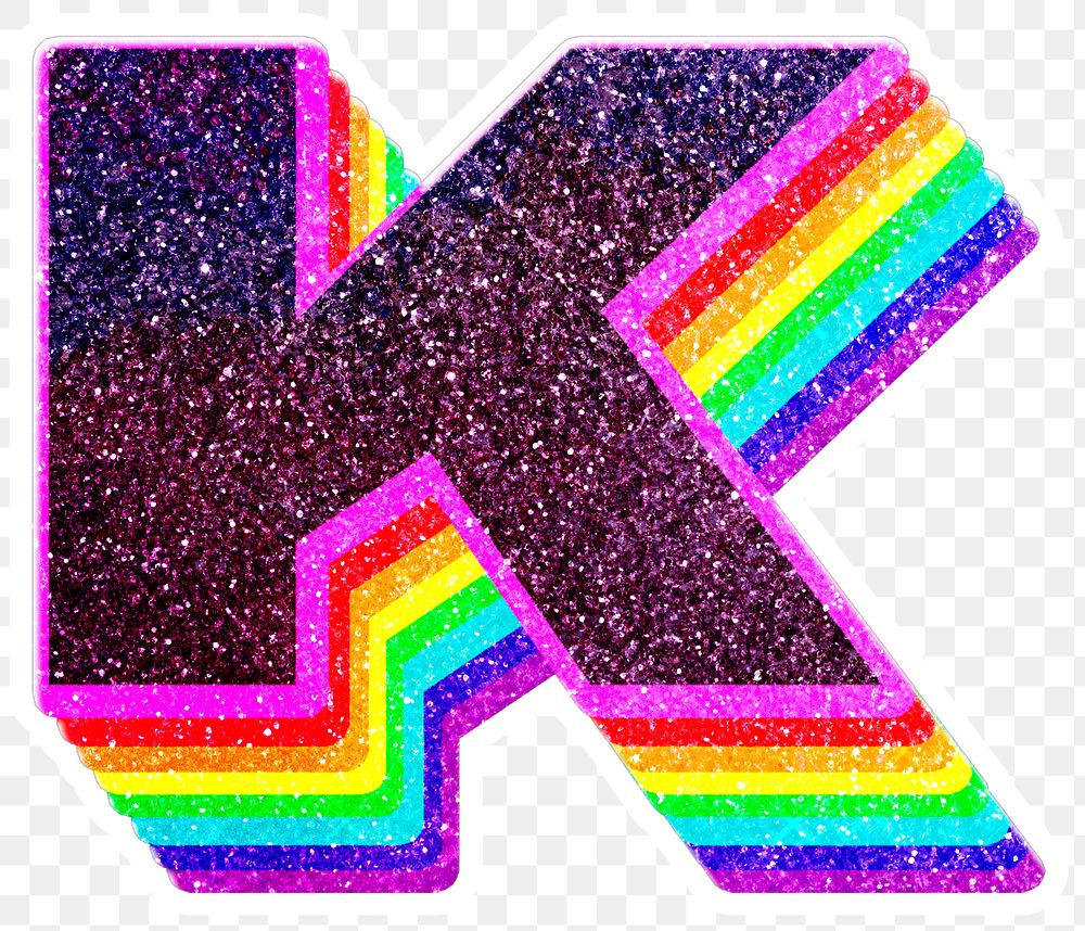 K letter layered rainbow glitter | Free PNG Sticker - rawpixel