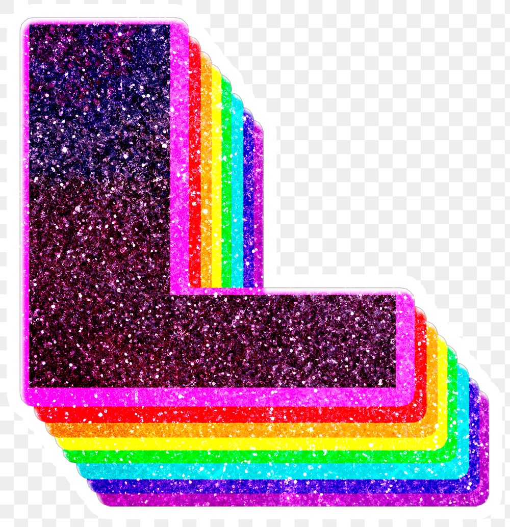 L letter layered rainbow glitter | Free PNG Sticker - rawpixel