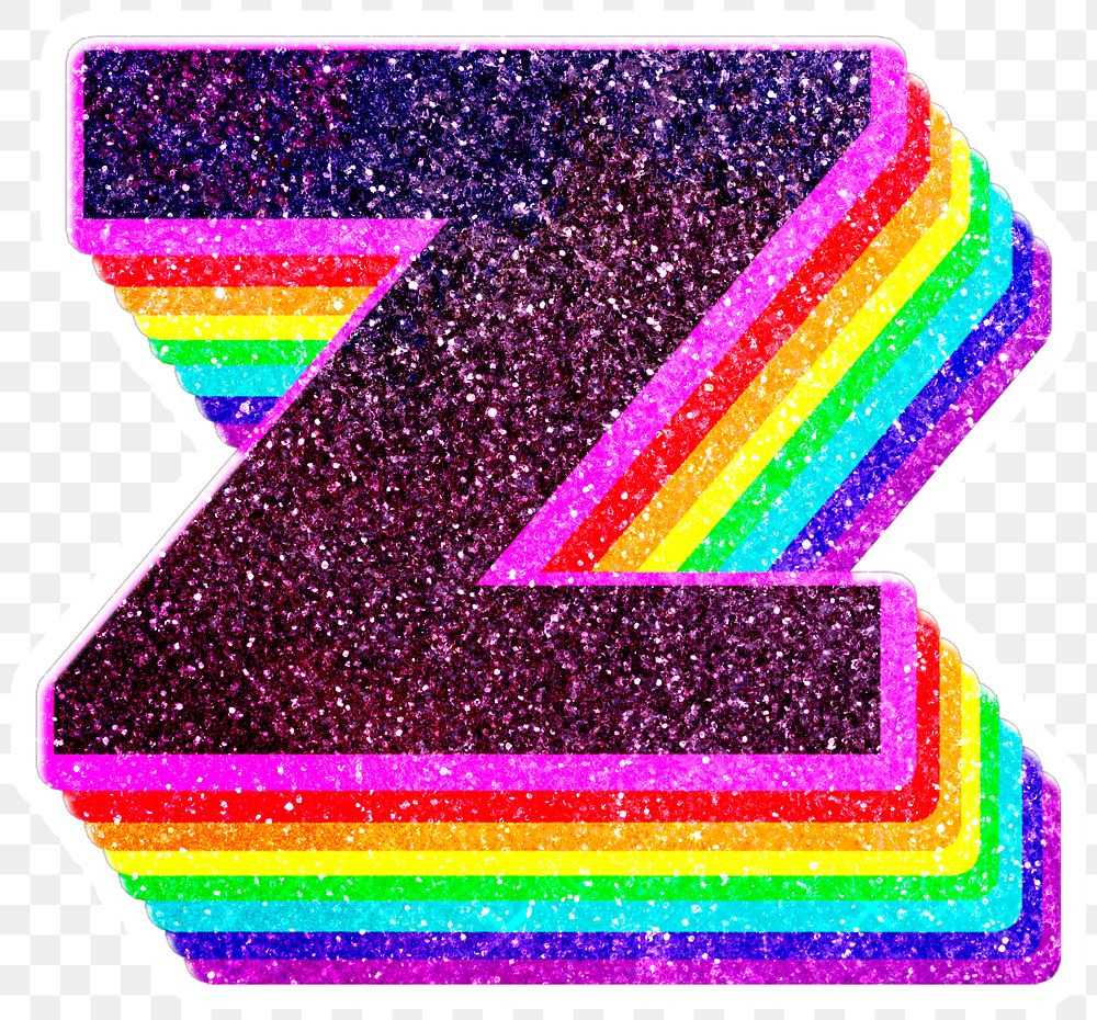 Z letter layered rainbow glitter | Free PNG Sticker - rawpixel