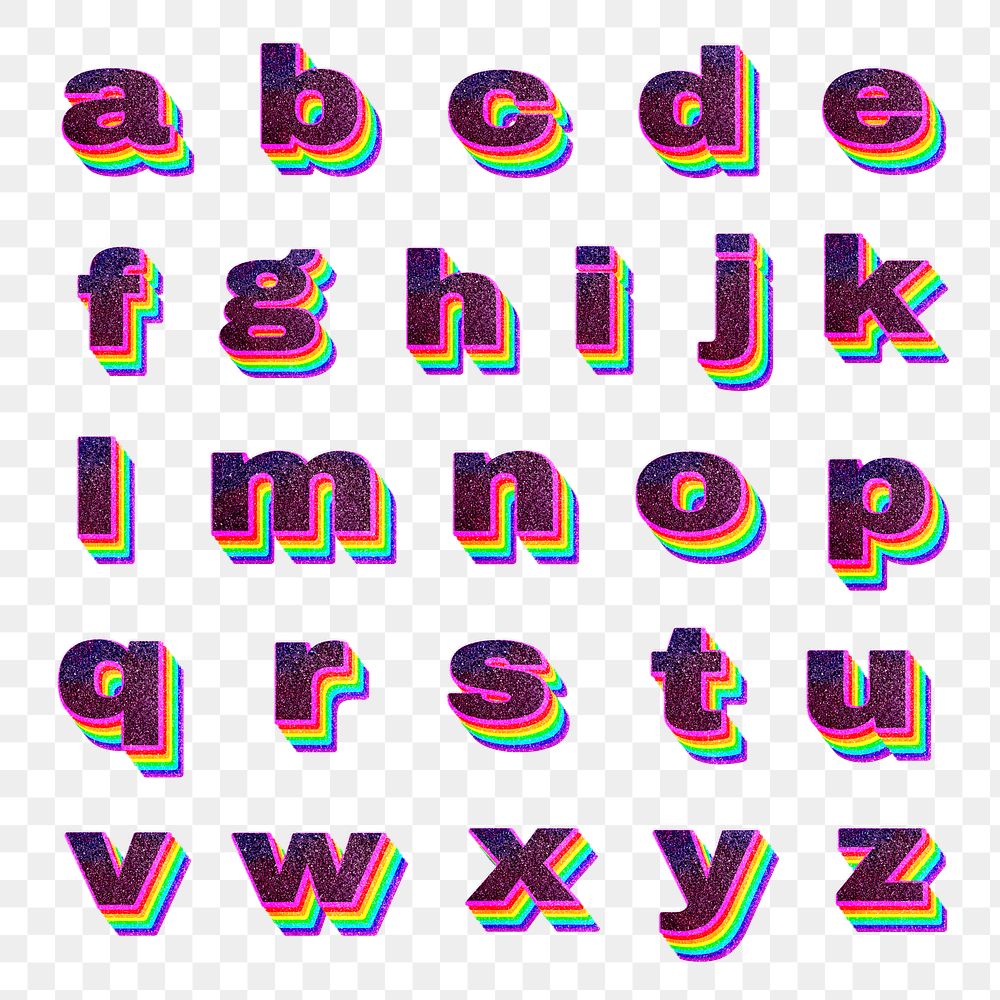 Layered rainbow glitter alphabet png | Premium PNG - rawpixel