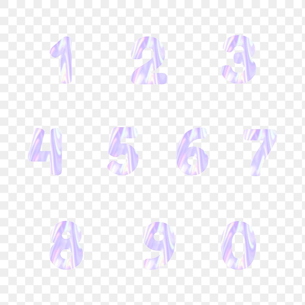 Pastel holographic font numbers png | Premium PNG - rawpixel