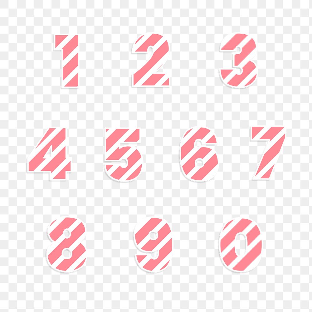 Striped png number 0-9 set | Free PNG Sticker - rawpixel