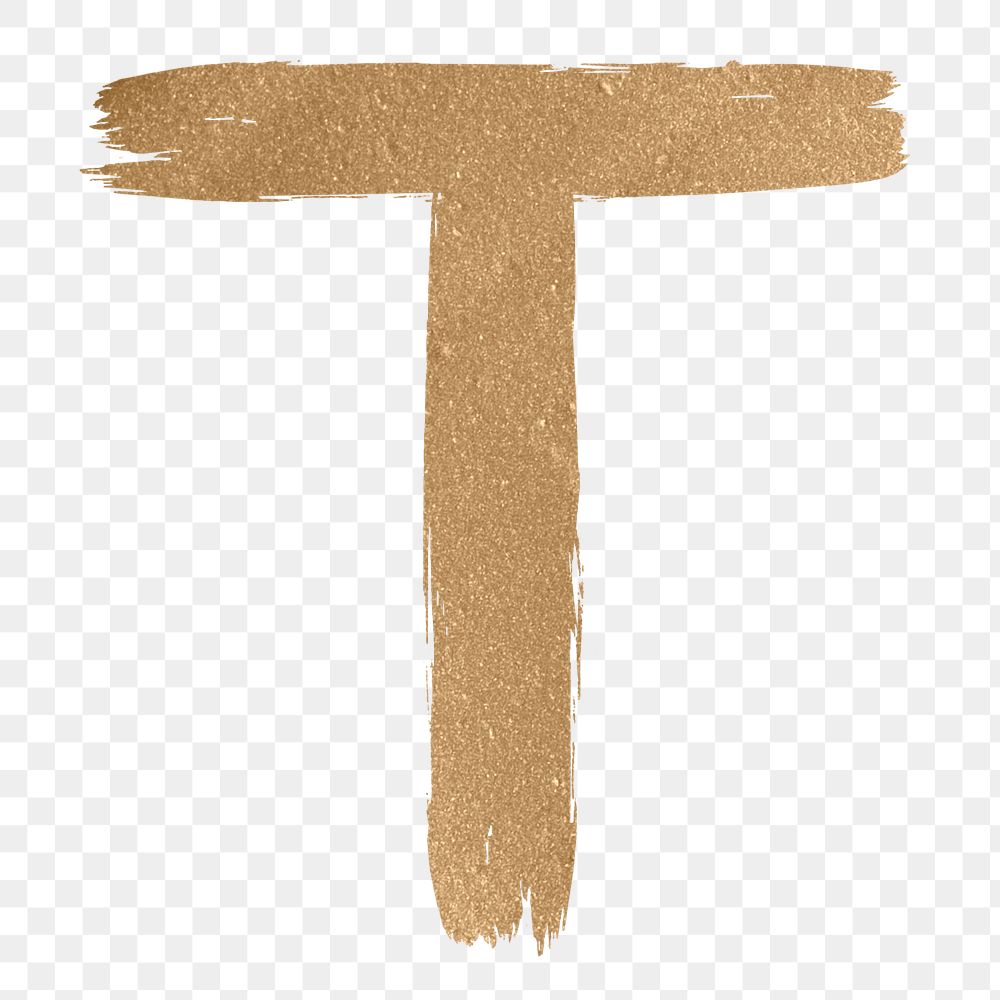 Painted gold t letter png | Free PNG Sticker - rawpixel