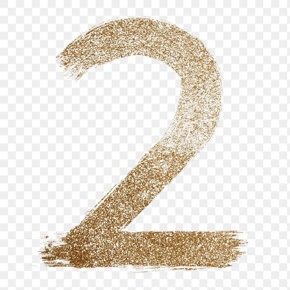 Transparent glitter number 2 gold | Premium PNG Sticker - rawpixel