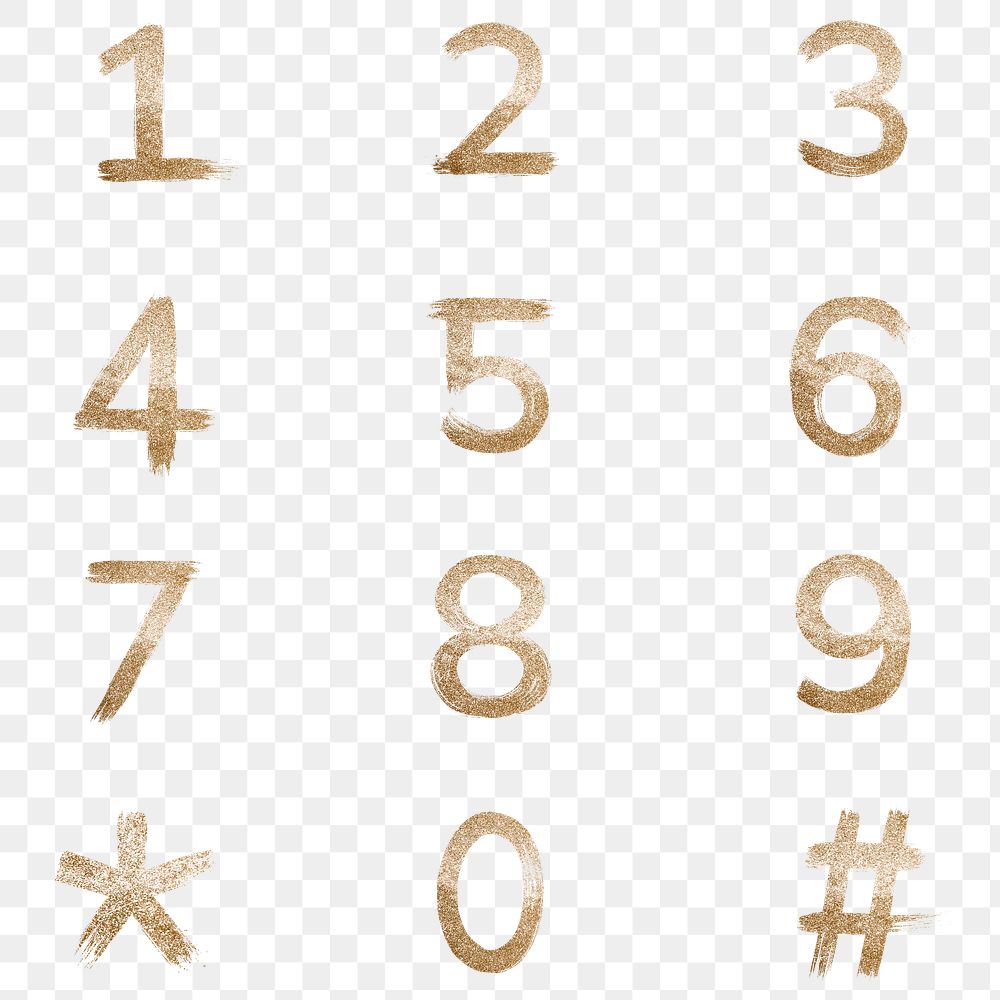 Painted gold glitter numbers png | Premium PNG - rawpixel