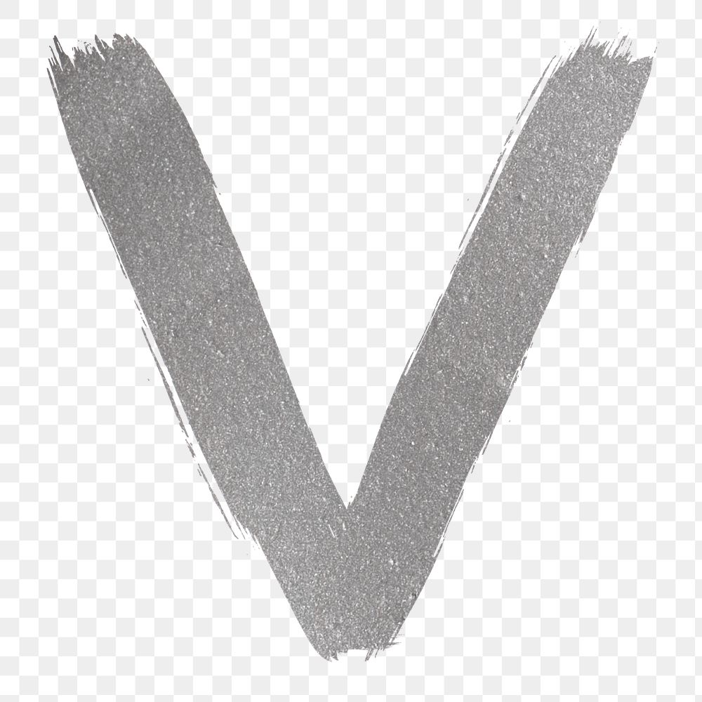 Transparent letter v silver brush | Free PNG Sticker - rawpixel