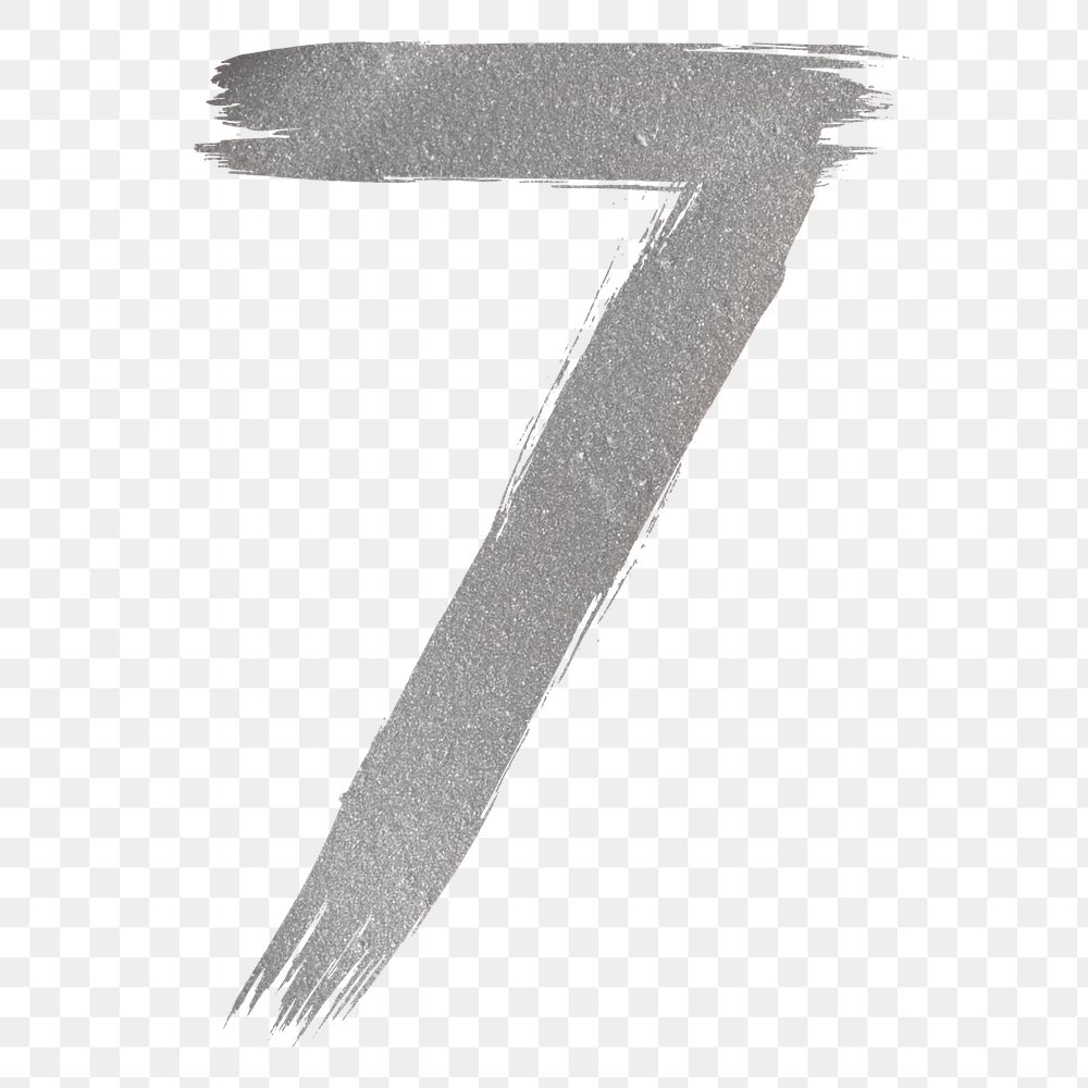 Number 7 brush stroke png | Free PNG Sticker - rawpixel