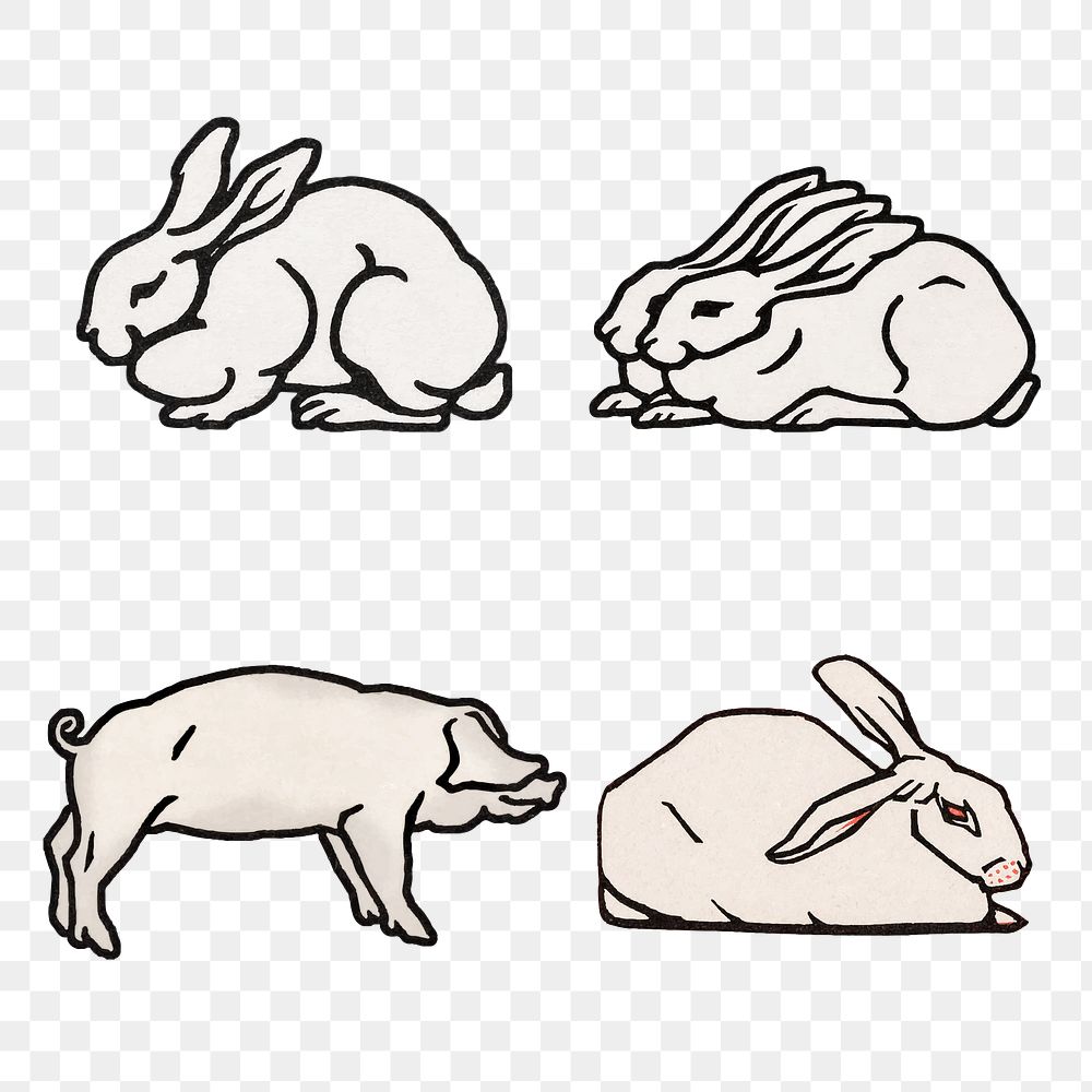 Retro rabbit animal sticker png | Premium PNG - rawpixel