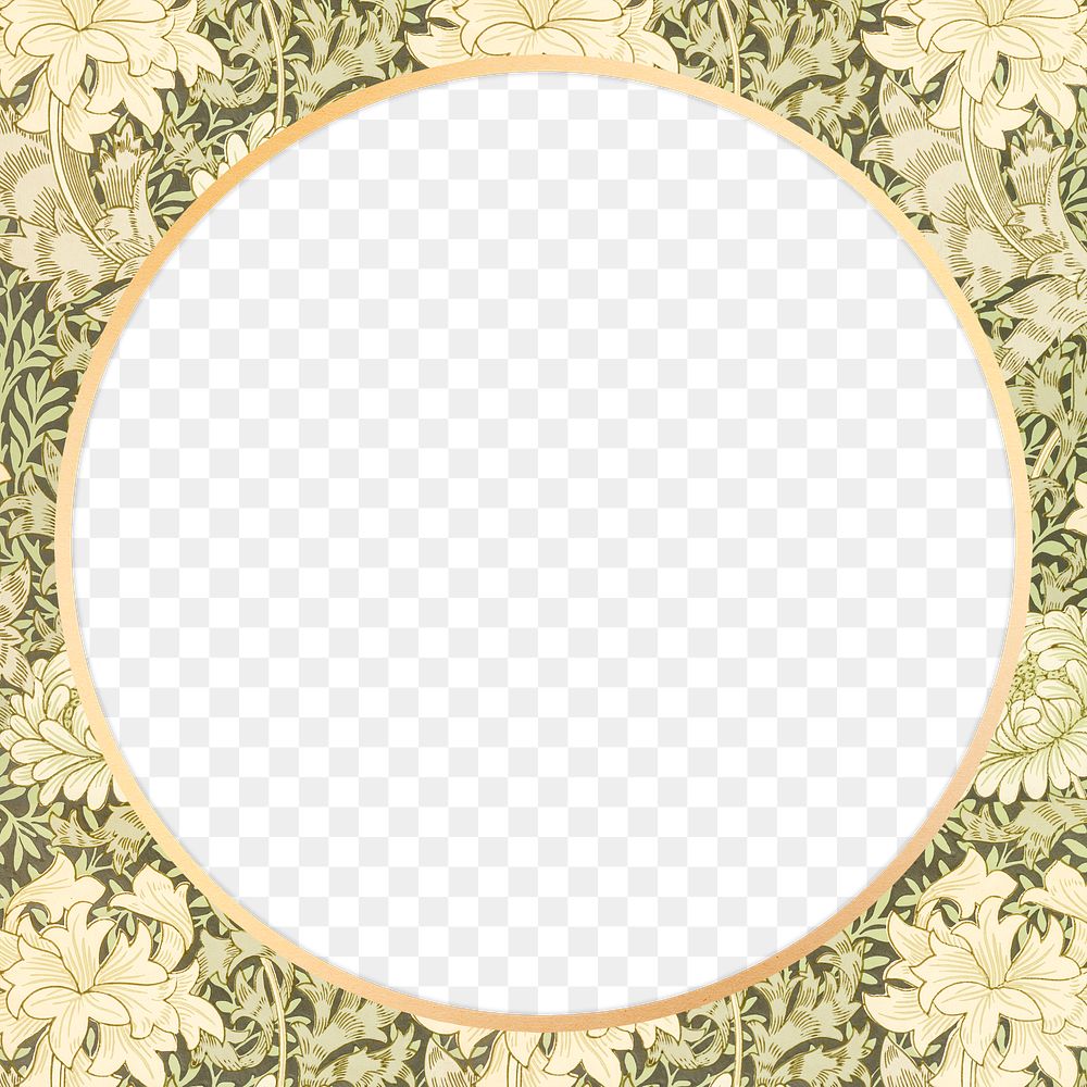 Round gold png William Morris | Free PNG - rawpixel