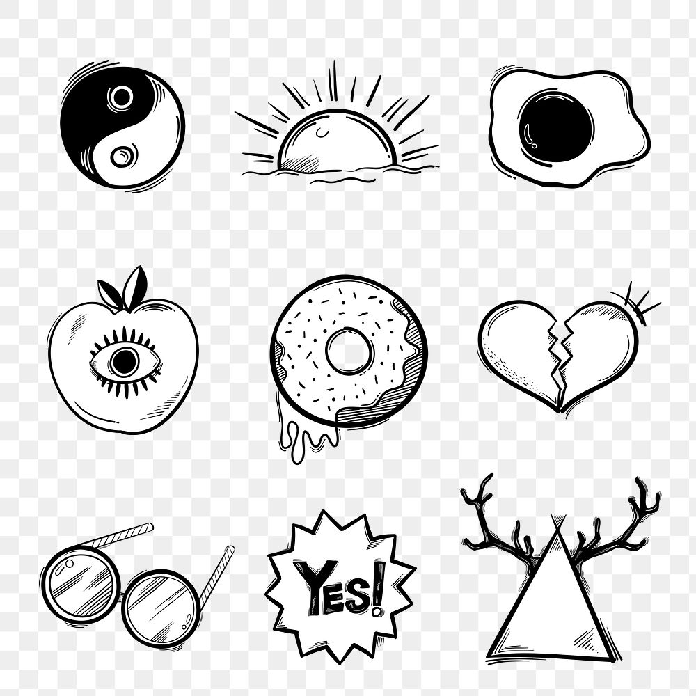 Doodle monotone png social media | Premium PNG - rawpixel