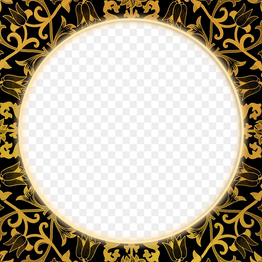 Golden floral frame pattern png | Free PNG - rawpixel