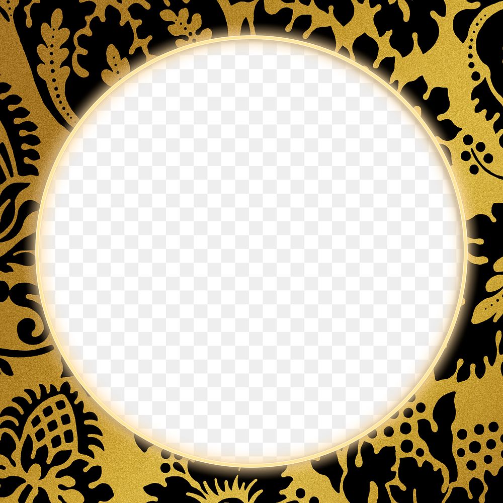 Golden floral frame pattern png | Free PNG - rawpixel