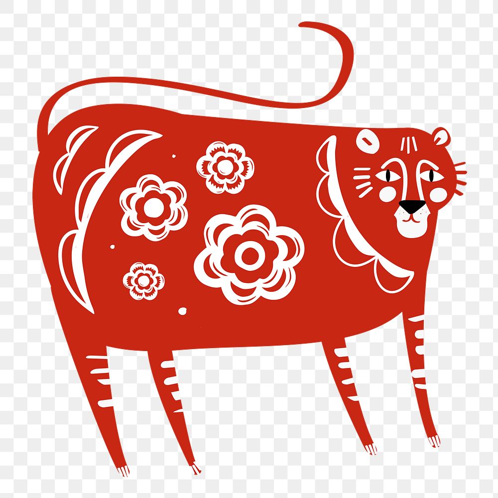 Tiger classic red png Chinese | Premium PNG Sticker - rawpixel