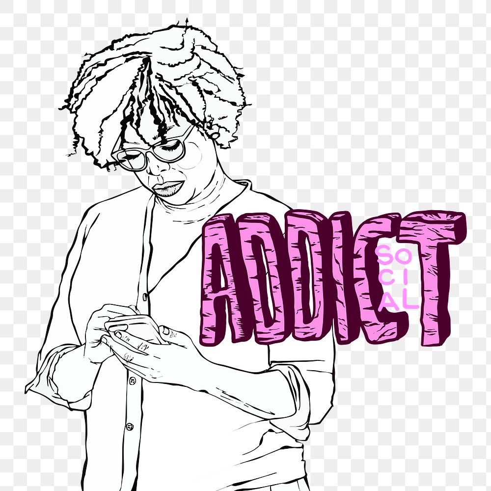 Png social media addicted woman | Free PNG Sticker - rawpixel