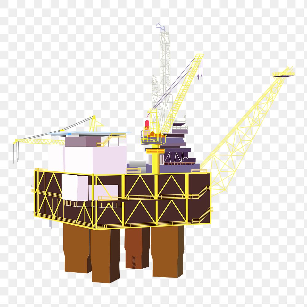 Oil rig png sticker illustration, | Free PNG - rawpixel