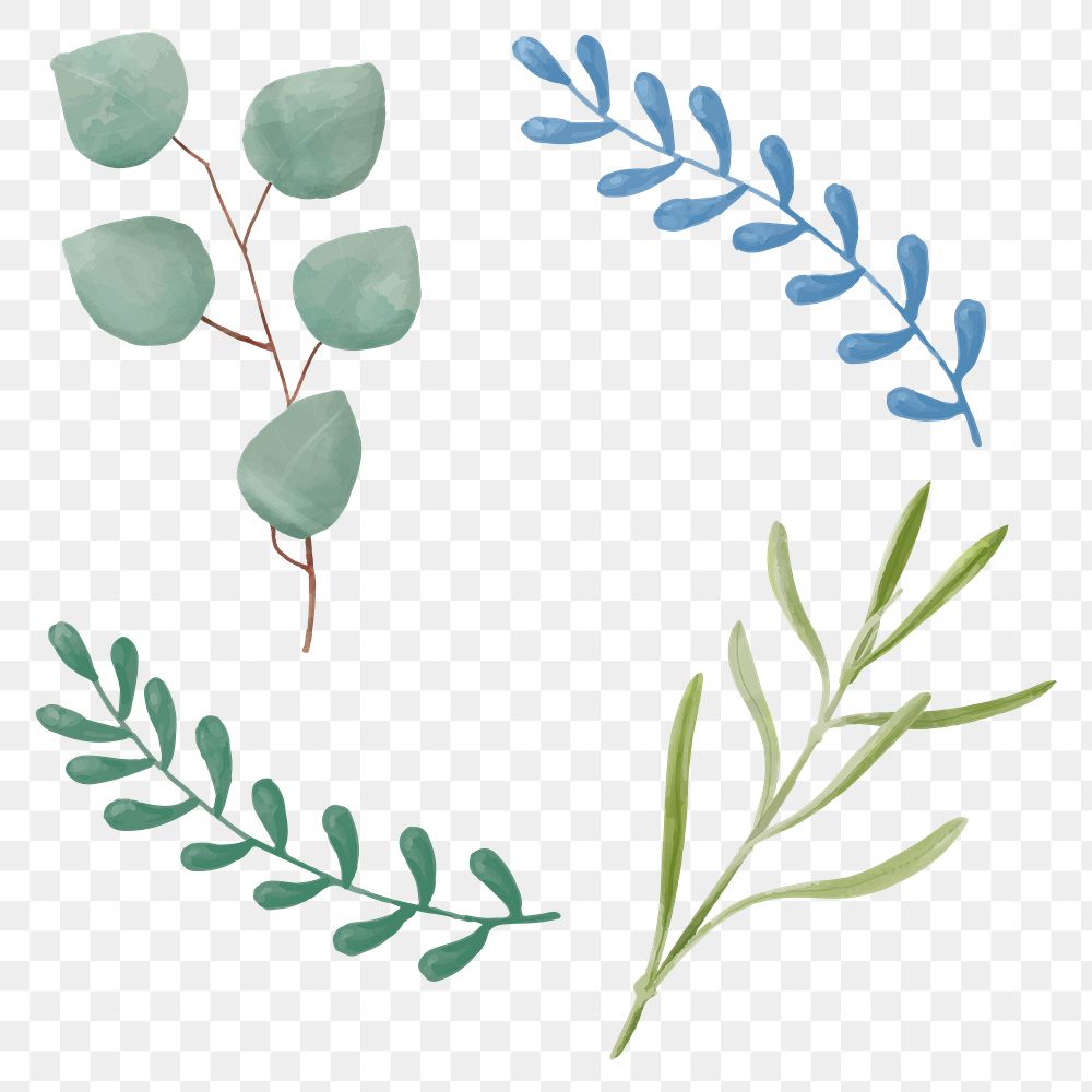 Green leaves sticker png watercolor | Premium PNG - rawpixel
