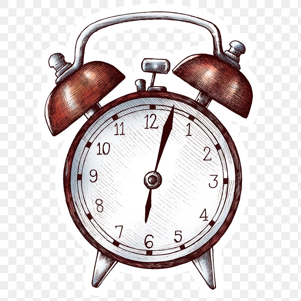 Red clock drawing sticker png | Premium PNG Sticker - rawpixel