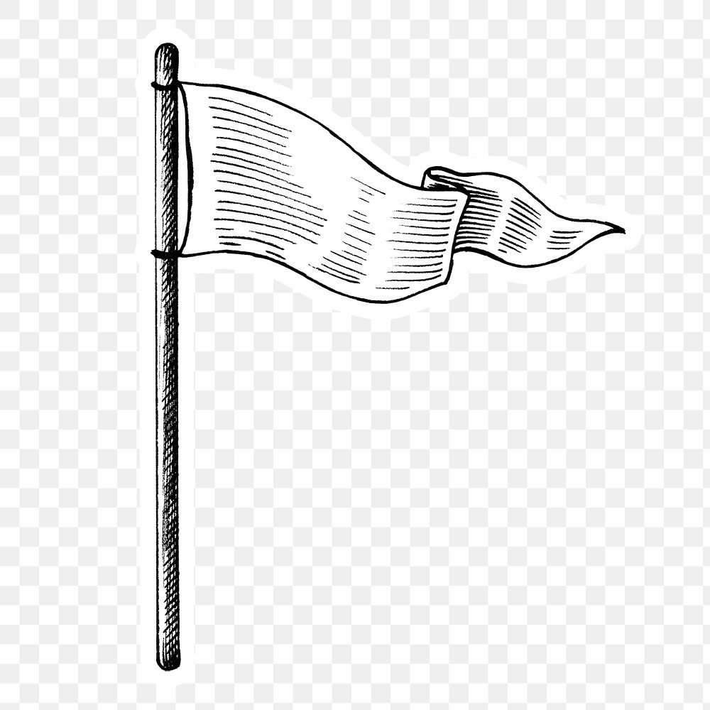 Hand drawn white flag sticker | Premium PNG Sticker - rawpixel
