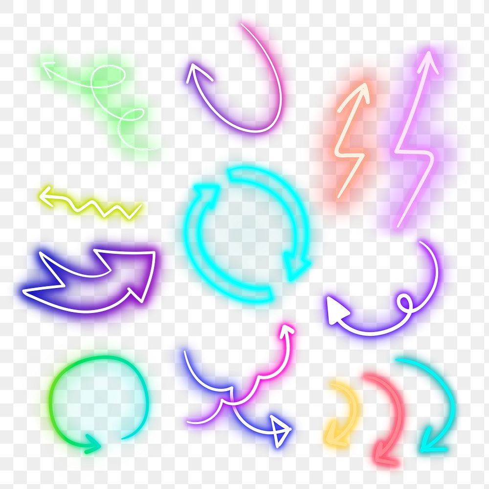 Neon arrows sign set design | Premium PNG - rawpixel