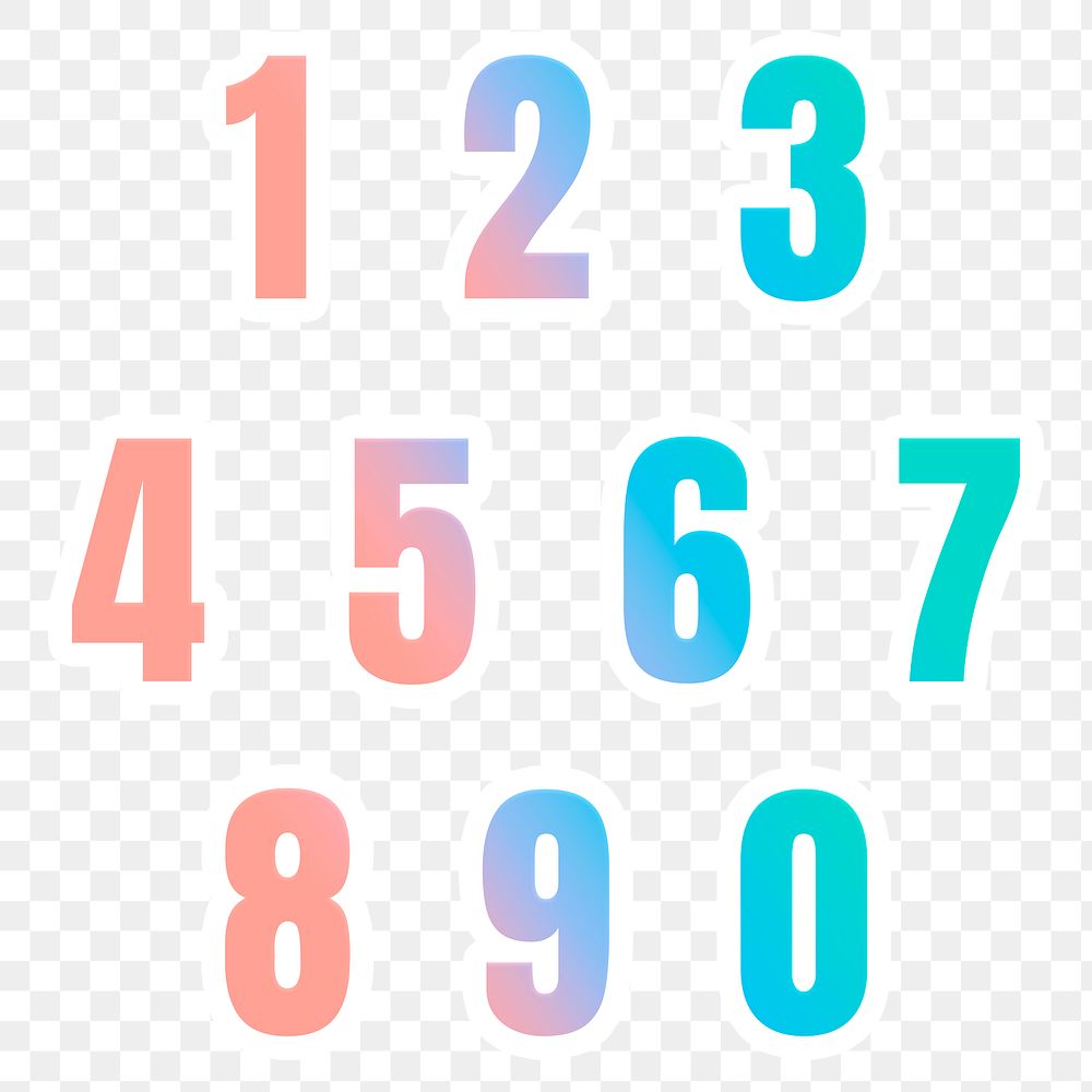 Gradient colorful number set png | Premium PNG - rawpixel
