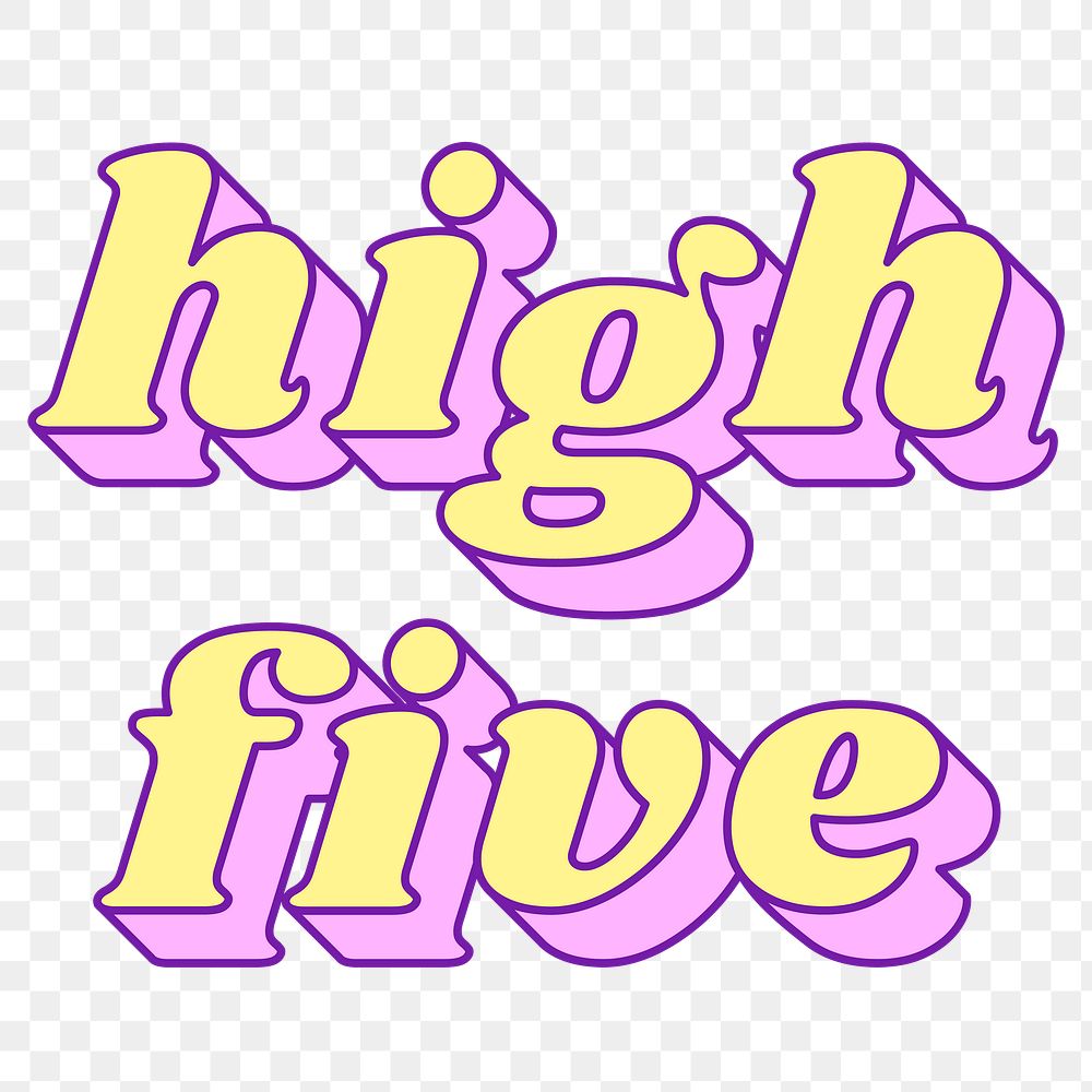 High Five word png retro | Premium PNG Sticker - rawpixel
