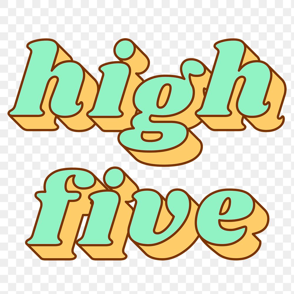 High five text png retro | Premium PNG Sticker - rawpixel