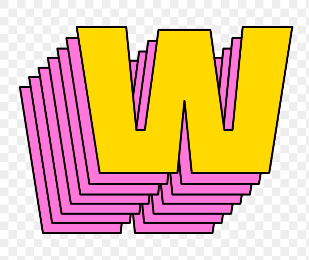 Layered ww letter png stylized | Premium PNG Sticker - rawpixel