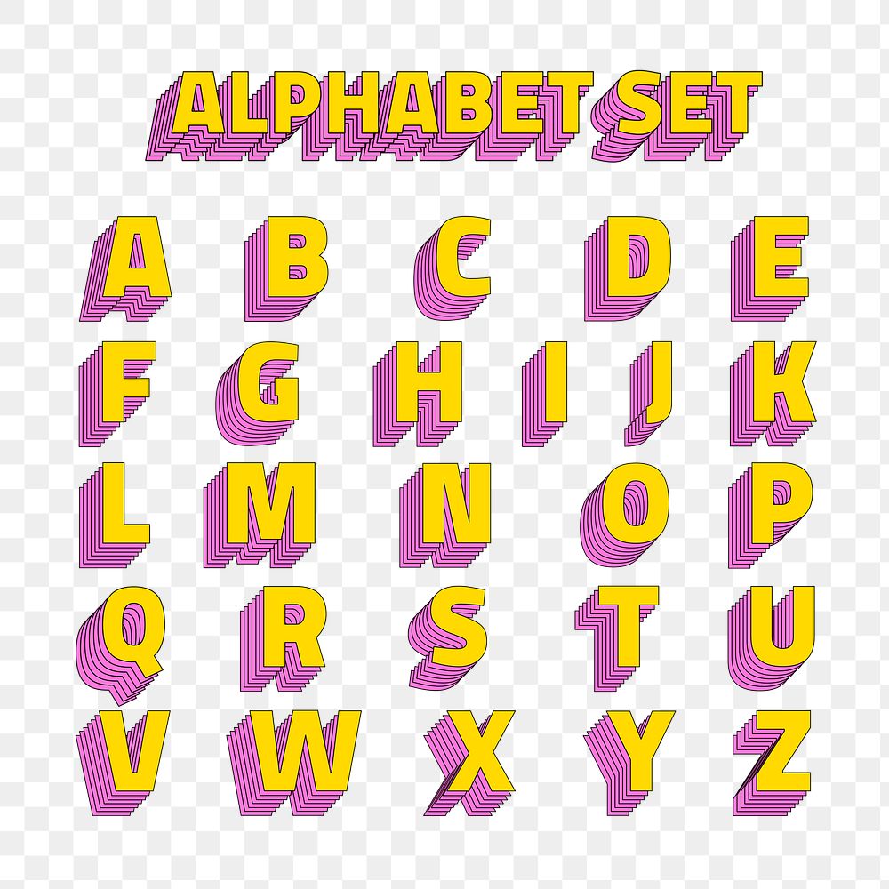 Transparent layered alphabet set retro | Premium PNG - rawpixel
