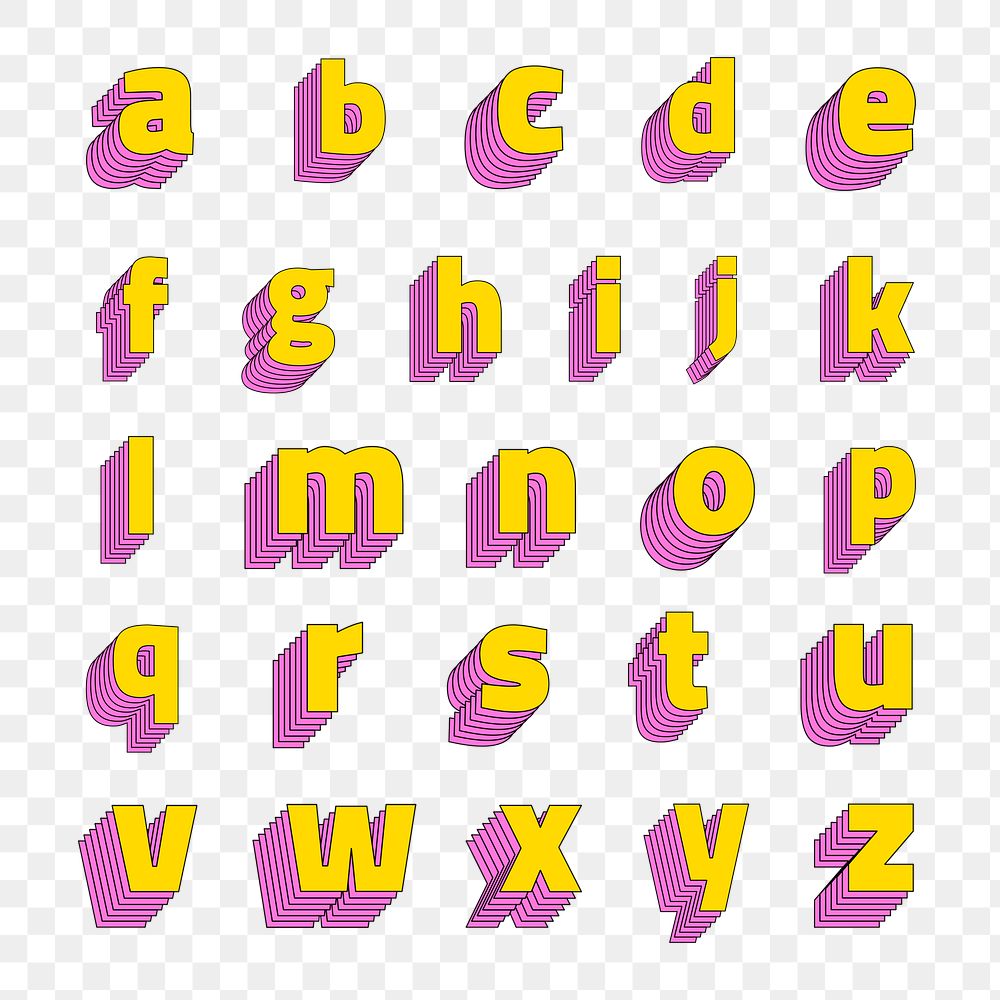 Transparent layered alphabet set retro | Premium PNG - rawpixel