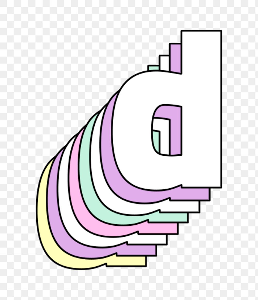 Layered letter d png pastel | Premium PNG Sticker - rawpixel
