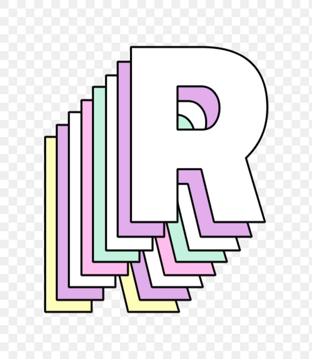 3d layered r letter pastel | Premium PNG Sticker - rawpixel