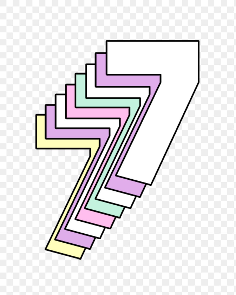 Retro 3d pastel seven png | Premium PNG Sticker - rawpixel
