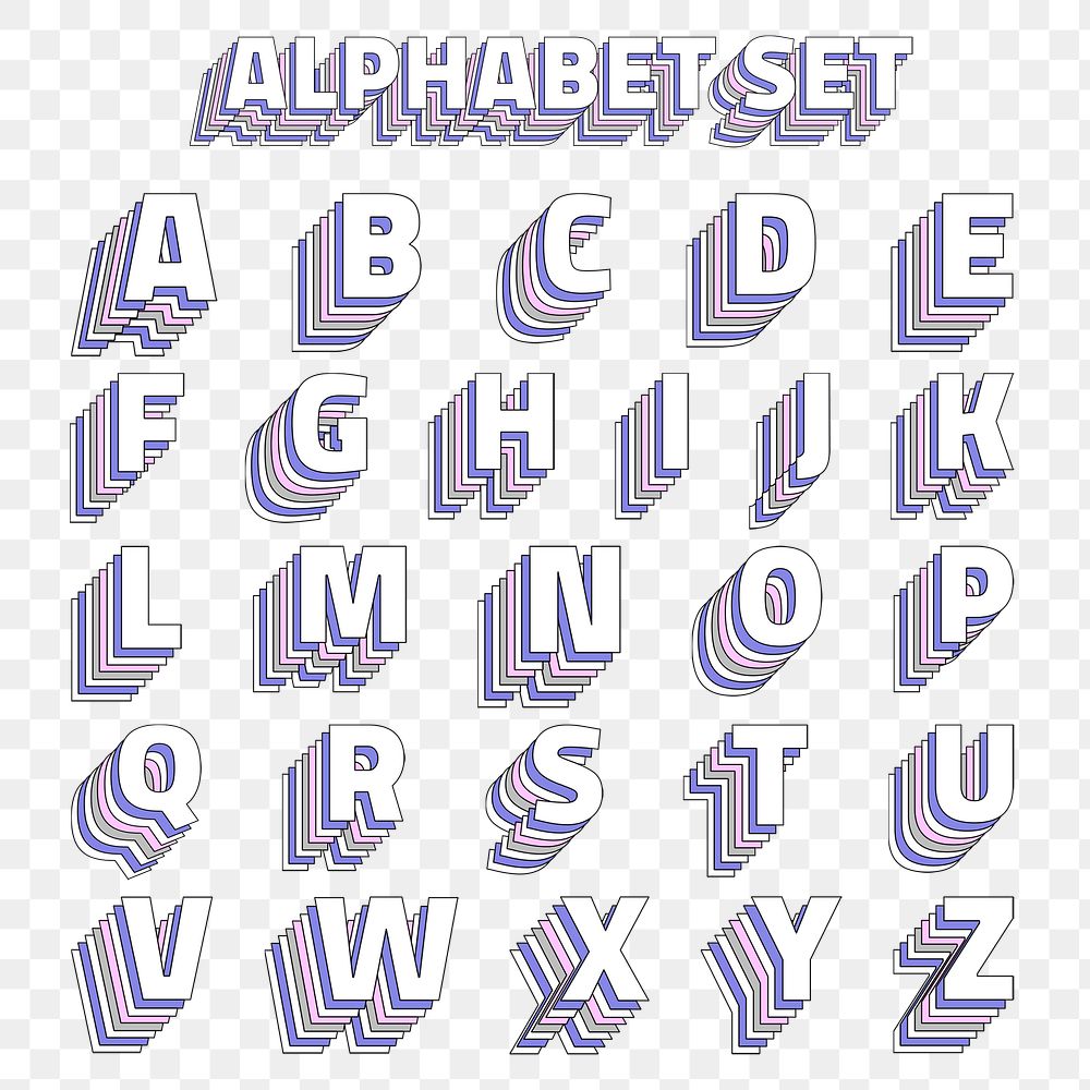 Layered alphabet a-z png pastel | Premium PNG - rawpixel
