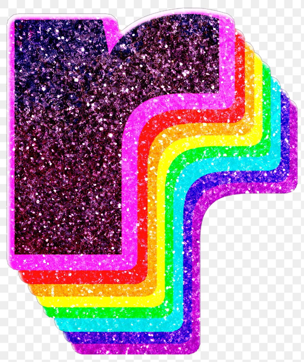 R letter layered rainbow glitter | Premium PNG Sticker - rawpixel