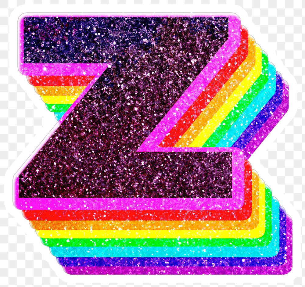 Z letter layered rainbow glitter | Free PNG Sticker - rawpixel
