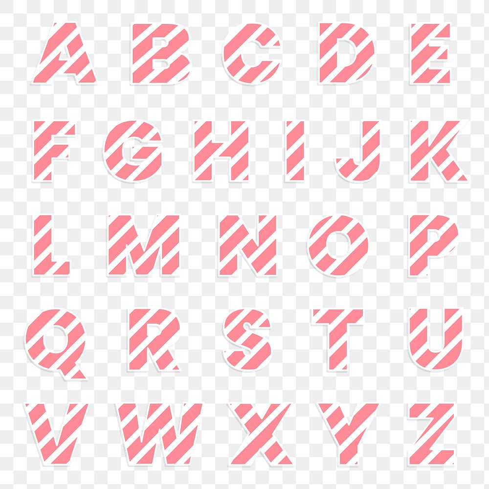 Pink candy cane striped alphabet | Premium PNG - rawpixel