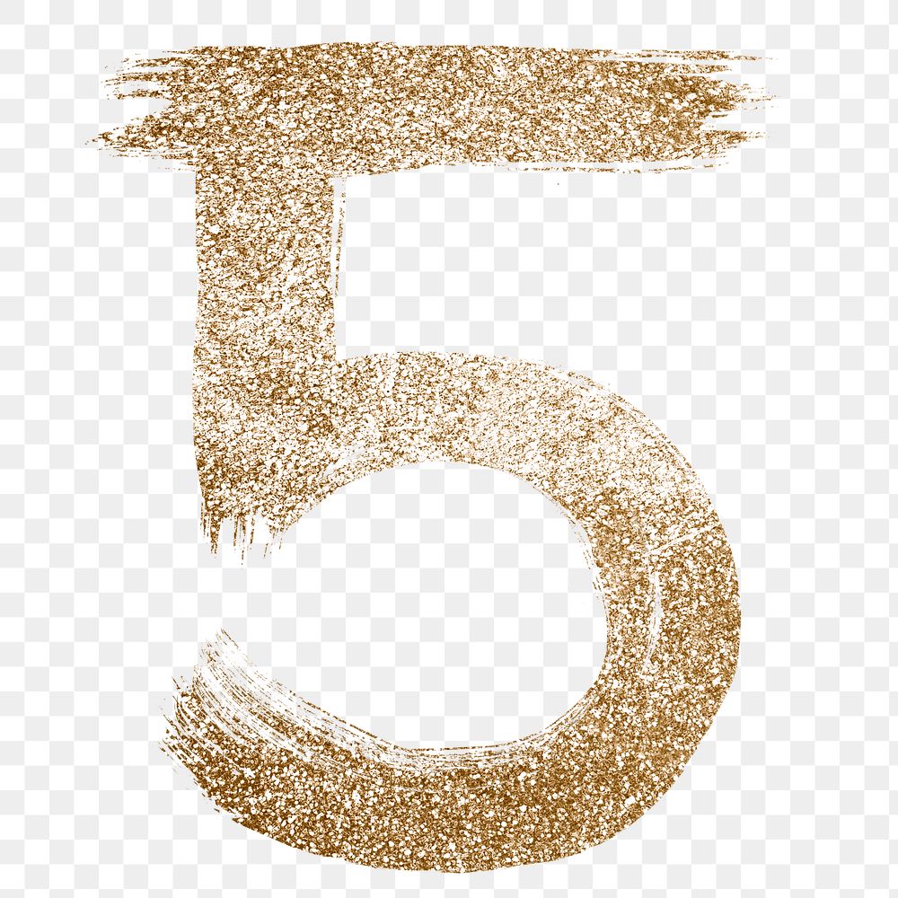 Transparent glitter number 5 gold | Premium PNG Sticker - rawpixel