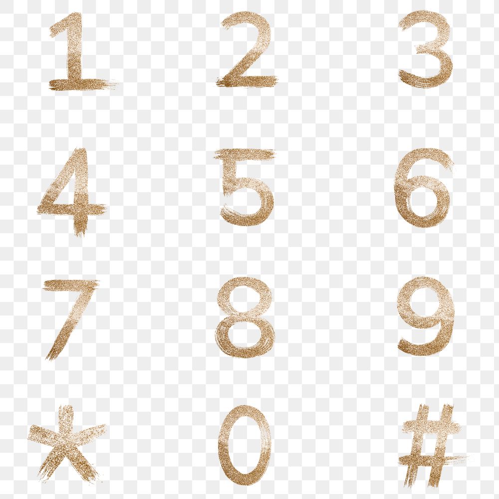Painted gold glitter numbers png | Premium PNG - rawpixel