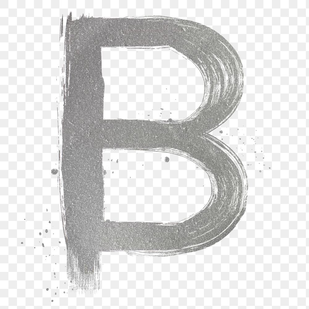 Transparent letter b silver brush | Premium PNG Sticker - rawpixel