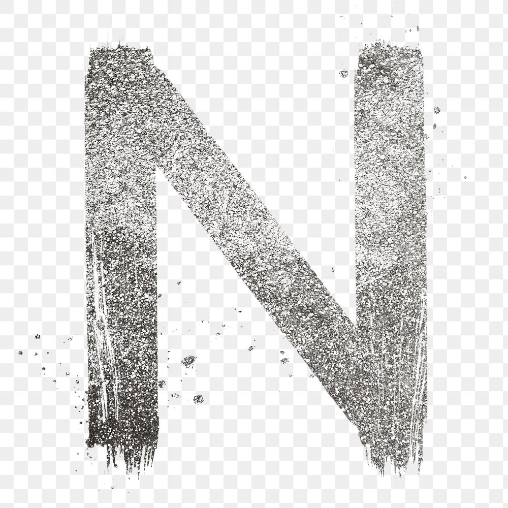 Letter n png silver glitter | Premium PNG Sticker - rawpixel