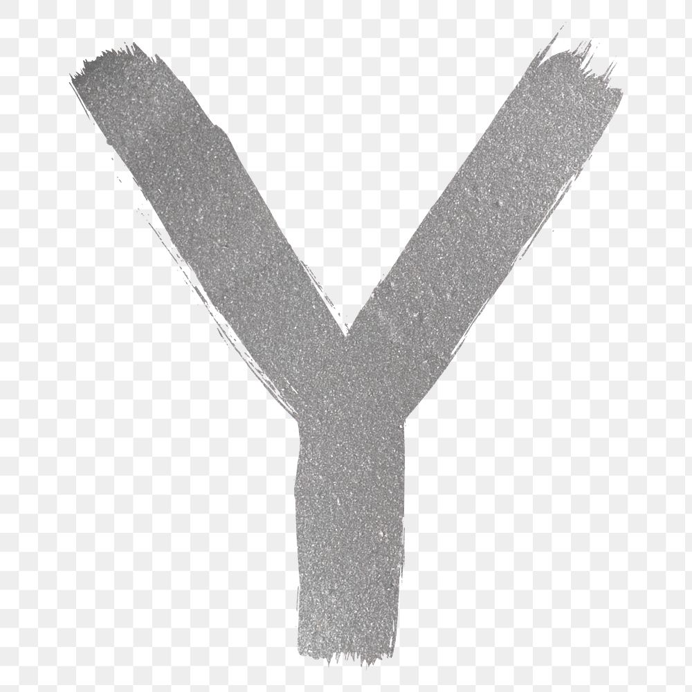 Transparent letter y silver brush | Premium PNG Sticker - rawpixel