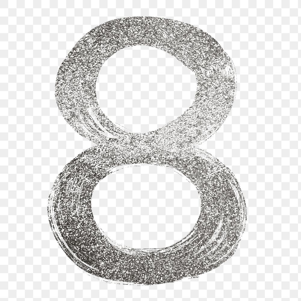 Silver glitter 8 number png | Premium PNG Sticker - rawpixel