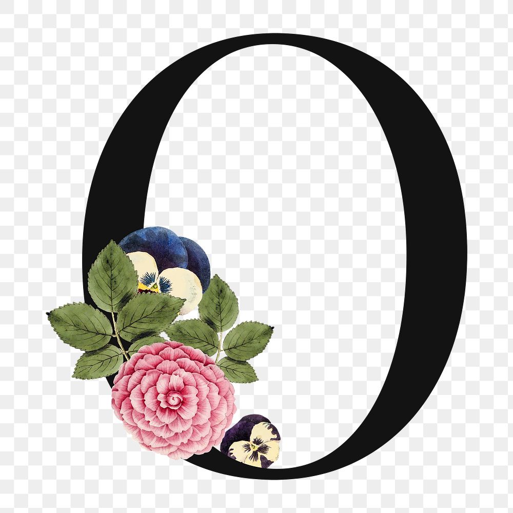 Flower decorated capital letter O | Premium PNG Sticker - rawpixel