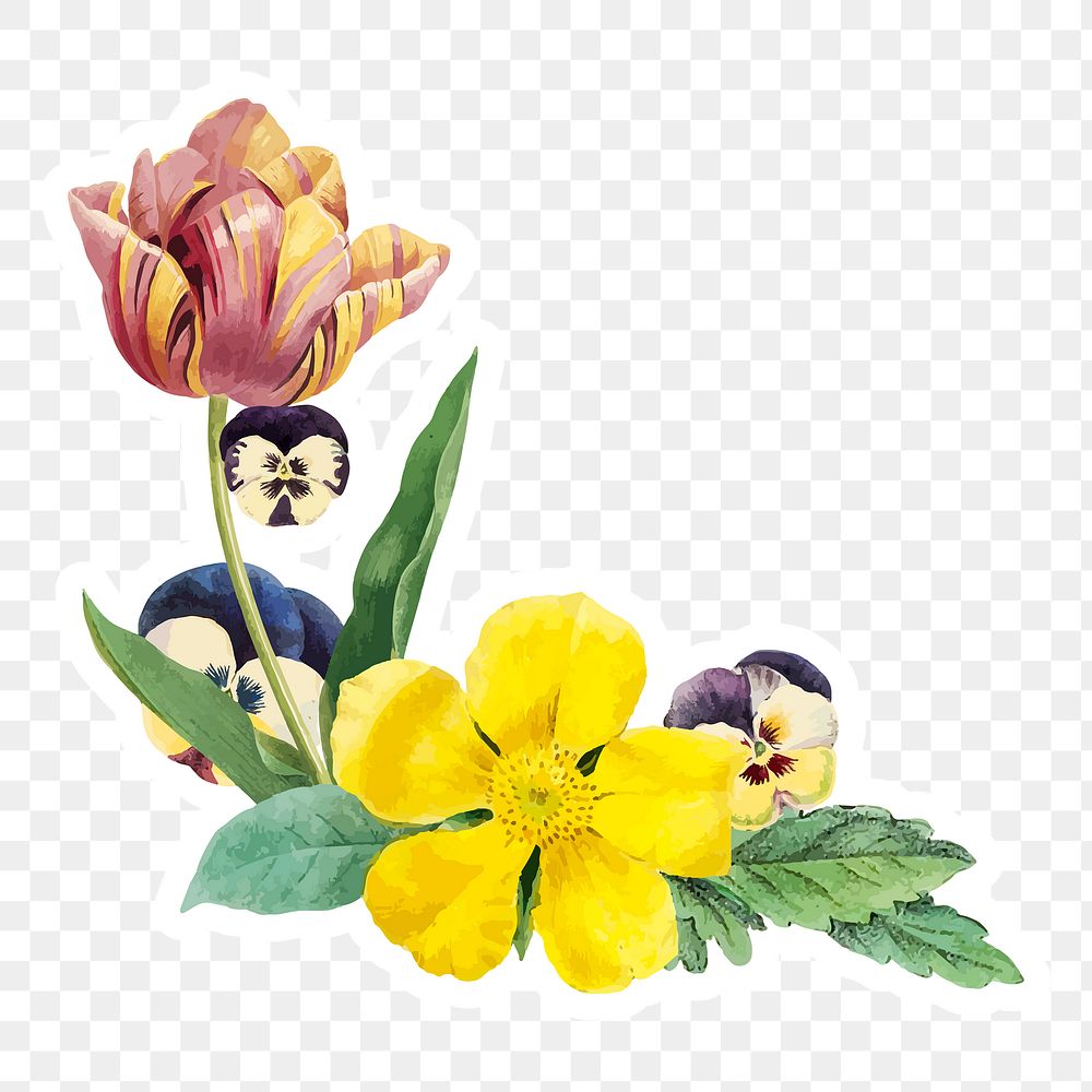 Colorful summer flowers sticker design | Premium PNG Sticker - rawpixel